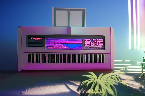 A vaporwave computer room - AI Generated Artwork - NightCafe Creator
