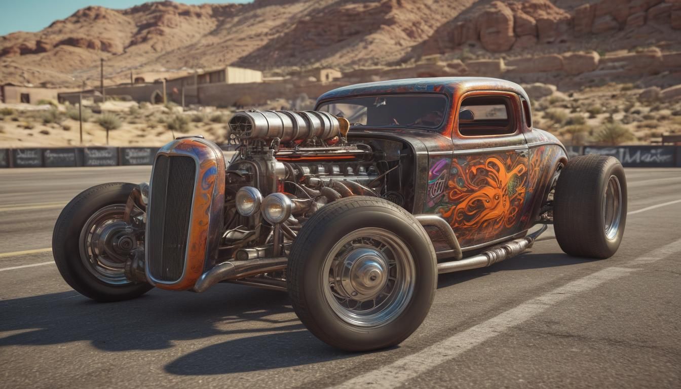 1950's Hot Rod, Drag Racing - AI Generated Artwork - NightCafe Creator