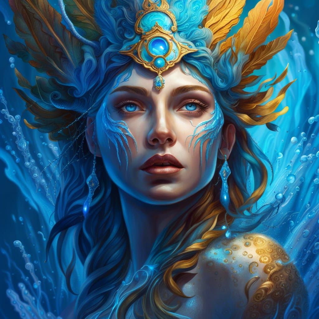 Brigantia goddess of water with blue eyes : r/nightcafe