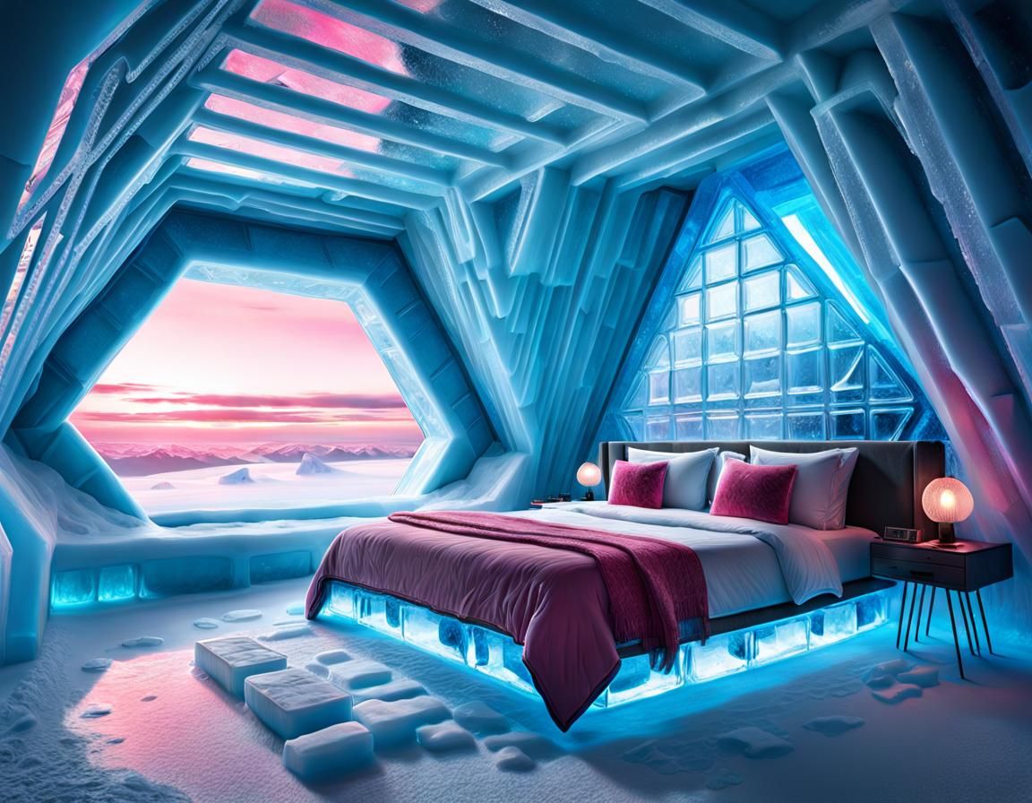 A Luxurious Room in an Ice Hotel - AI Generated Artwork - NightCafe Creator