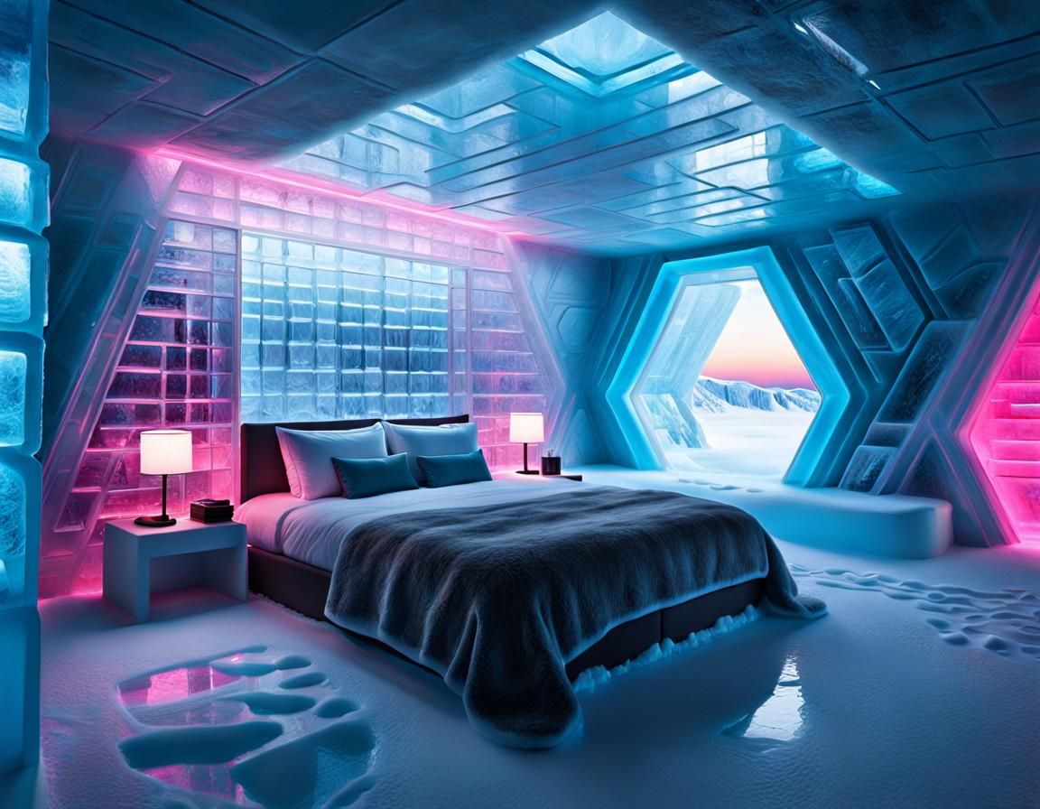 A Luxurious Room in an Ice Hotel - AI Generated Artwork - NightCafe Creator