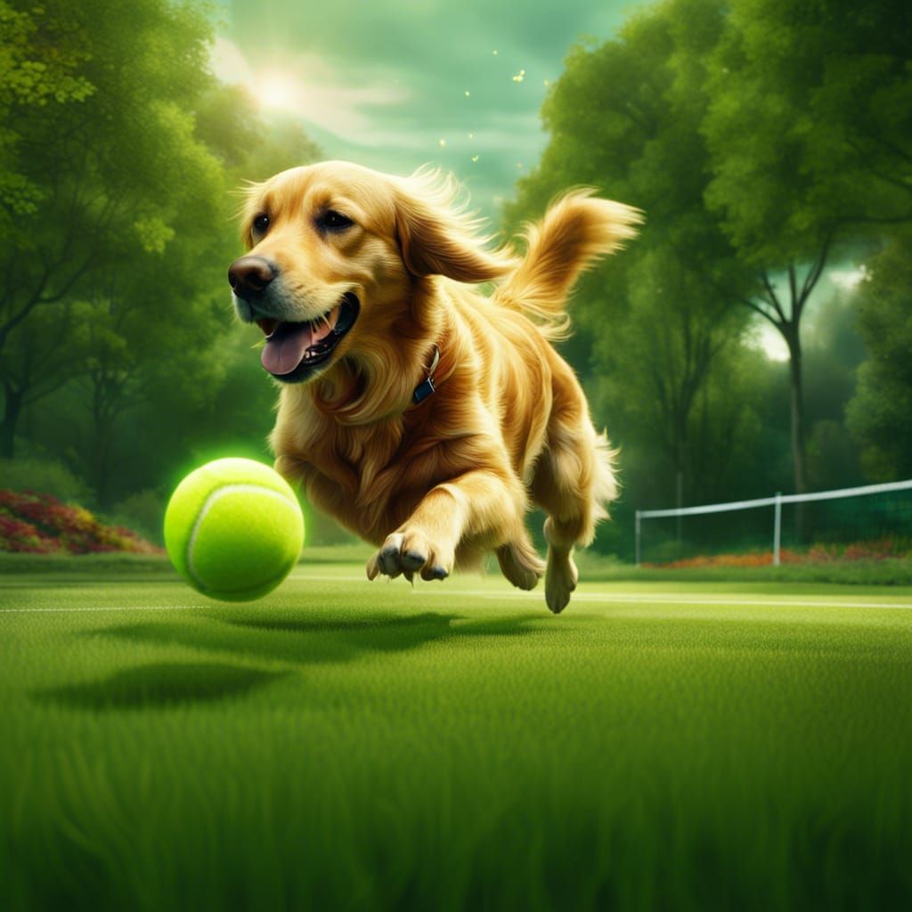 Cute dog playing with ball - AI Generated Artwork - NightCafe Creator