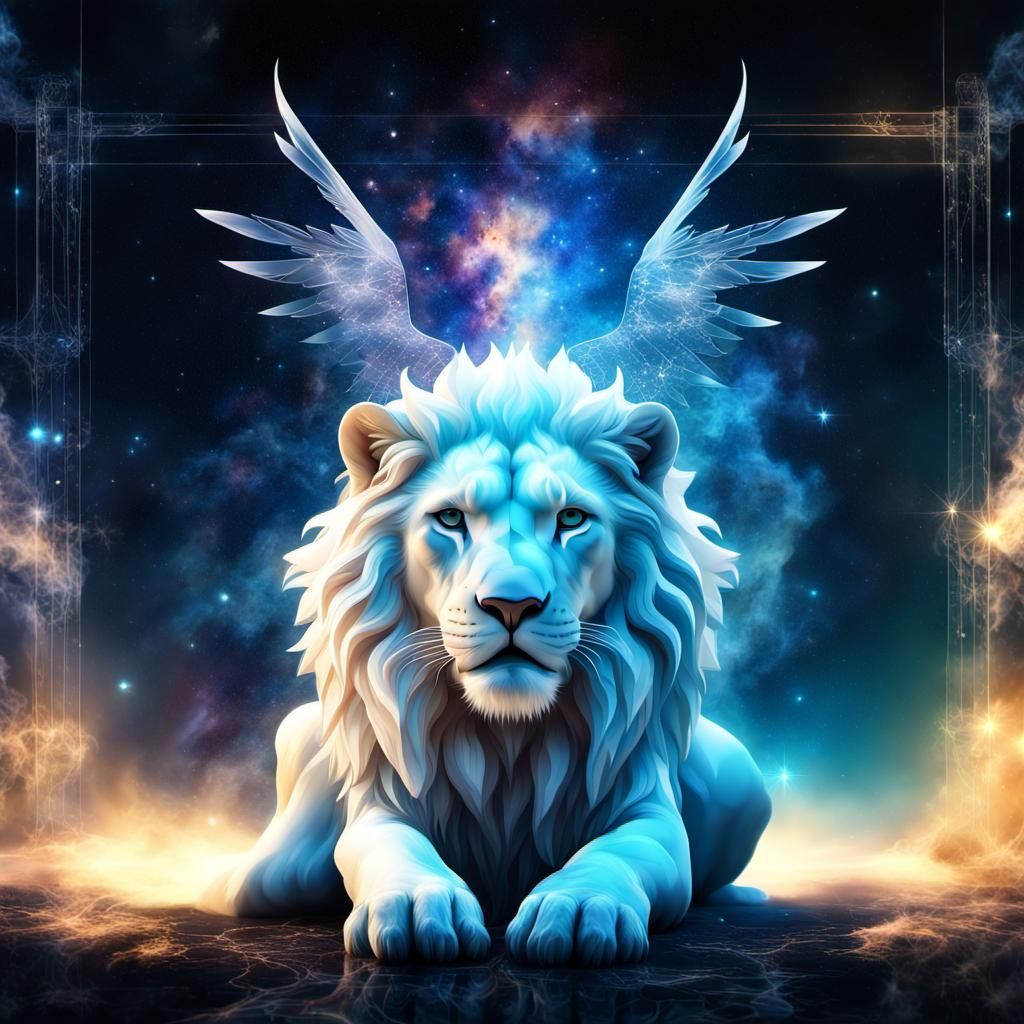 Ethereal, angelic white lion - AI Generated Artwork - NightCafe Creator