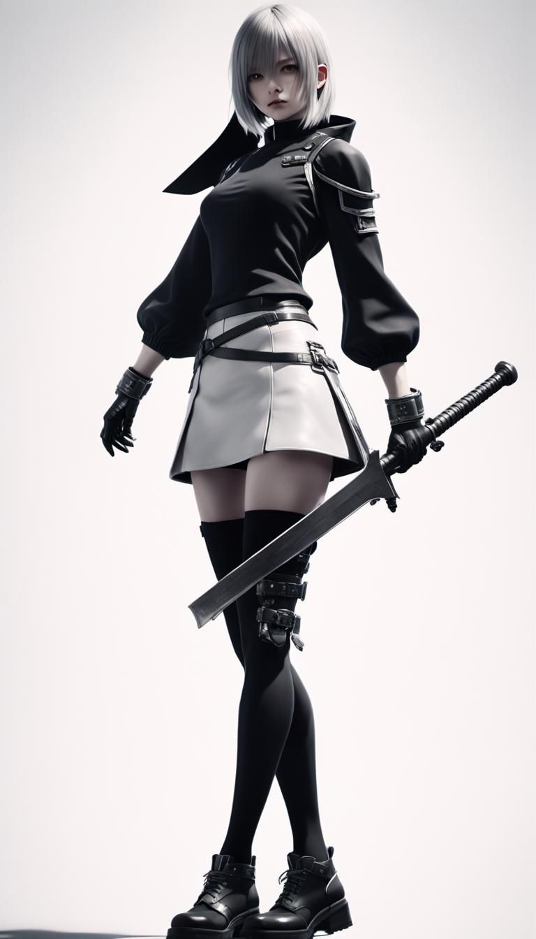 Glamorous Nier: Automata Character in 3D Rendering - AI Art