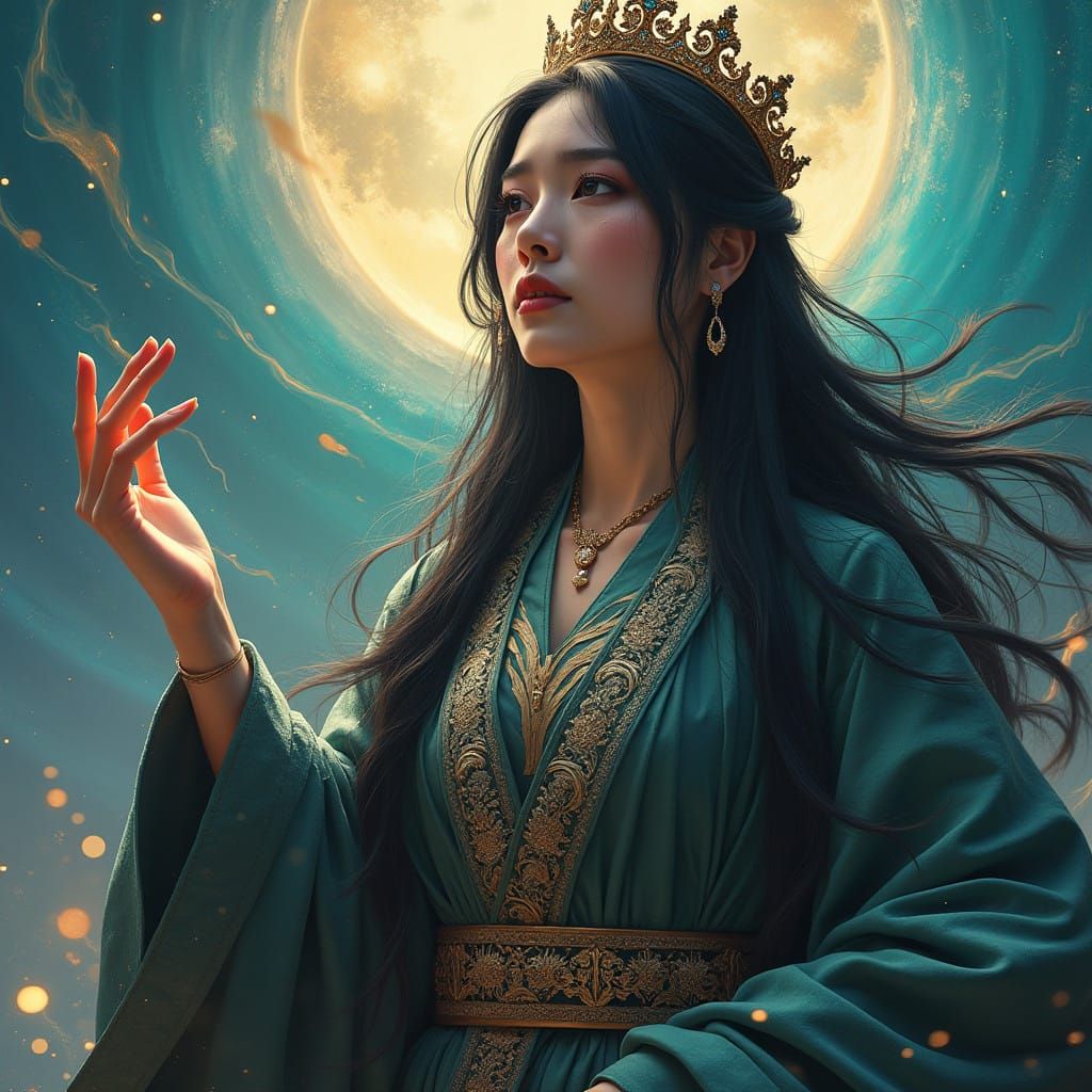 Regal Japanese-Turkish Goddess Bestows Blessing or... - AI Art