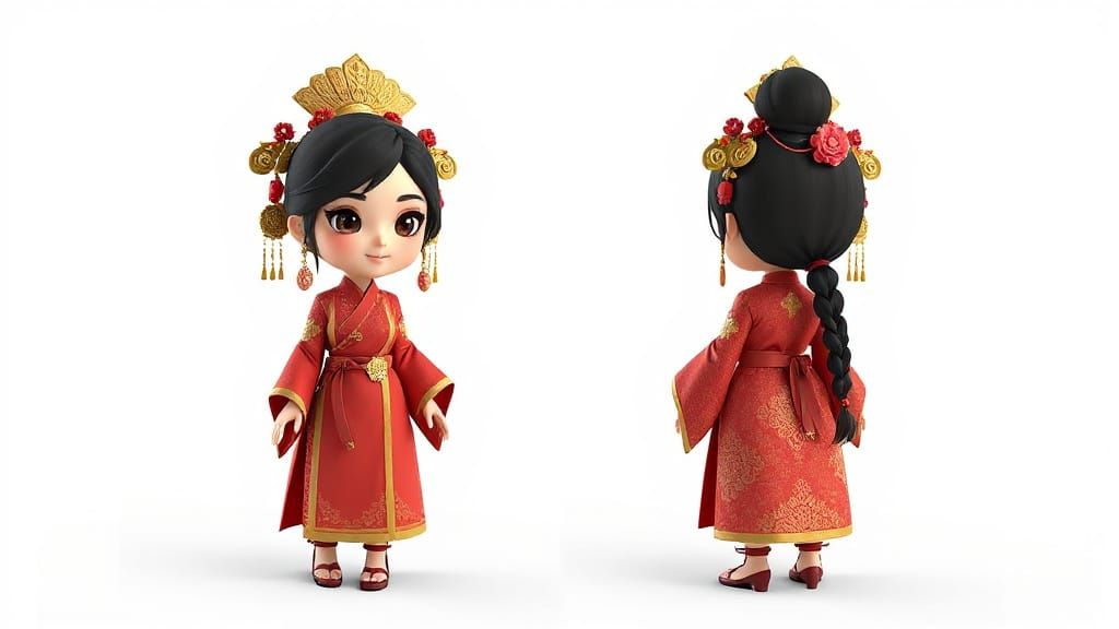3D Model Hyperrealistic Chibi Voluptuous Murim Woman in Murim garb ...