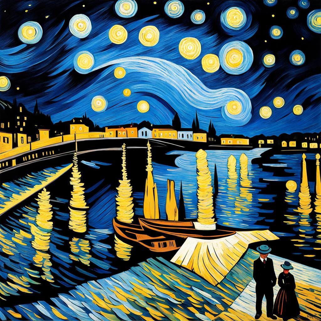 Starry Night over the Rhône - AI Generated Artwork - NightCafe Creator