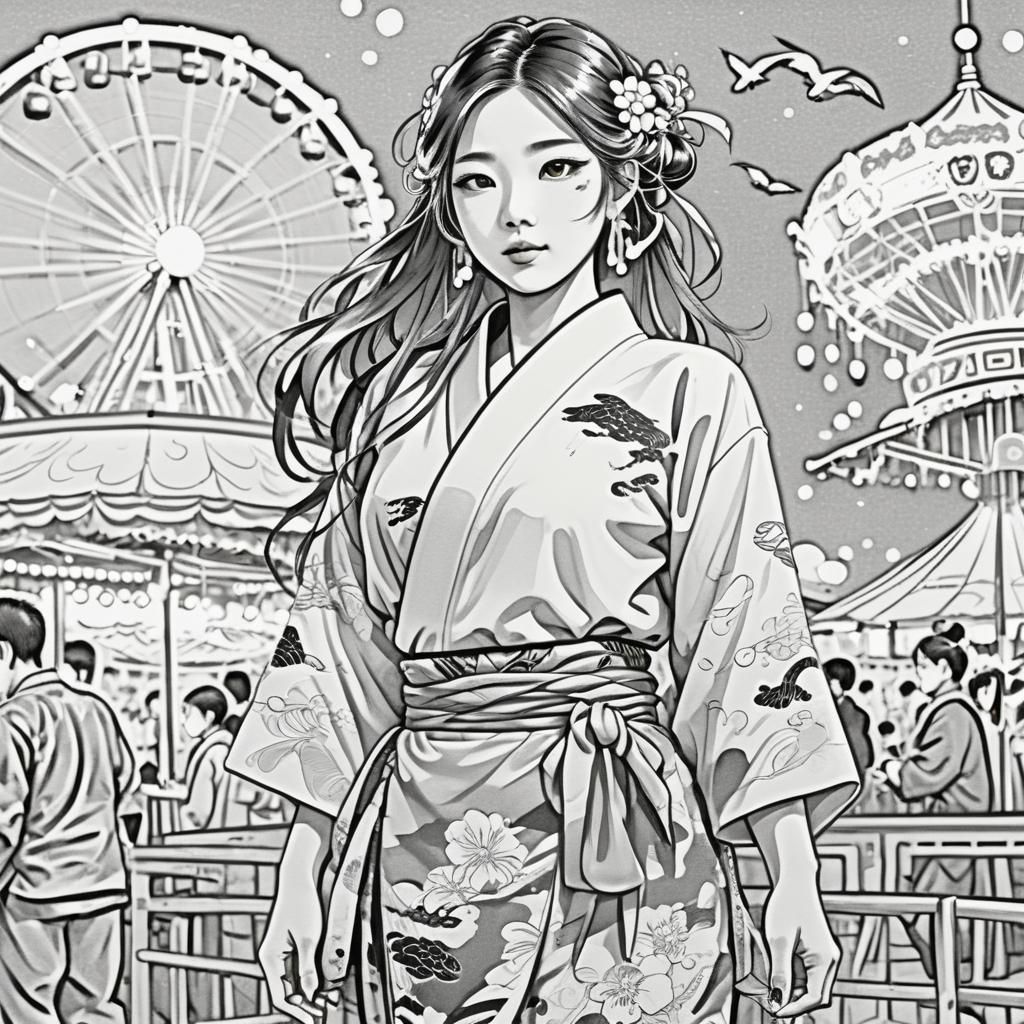 Kimono Line drawing 7 - AI Generated Artwork - NightCafe Creator