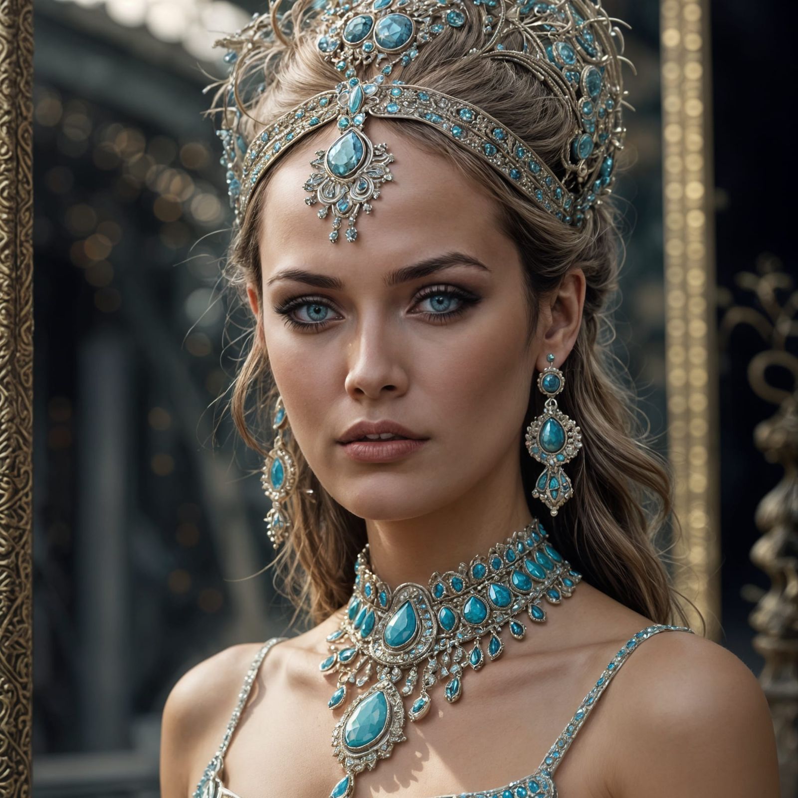 gentle light-blue-turquze authentic jewelry, royal dress, Middle ...