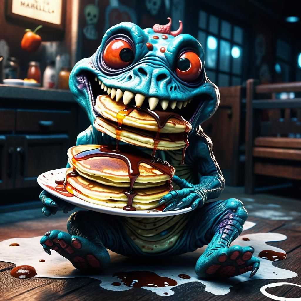 Pancake Eating Monster - AI Generated Artwork - NightCafe Creator