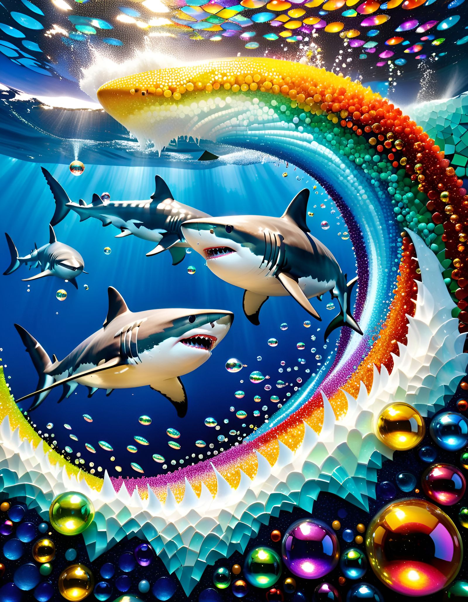 Rainbow 🌈 Sharks - AI Generated Artwork - NightCafe Creator