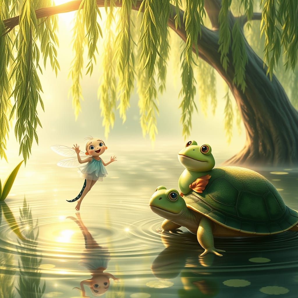 dragonflies and frogs, waving at passing turtles like an old friend ...