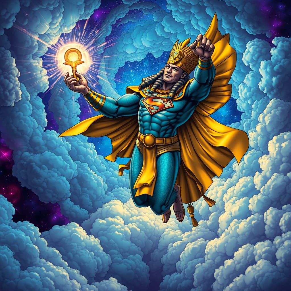 Egyptian God Superman in Action - Egyptian God of the Cosmos...