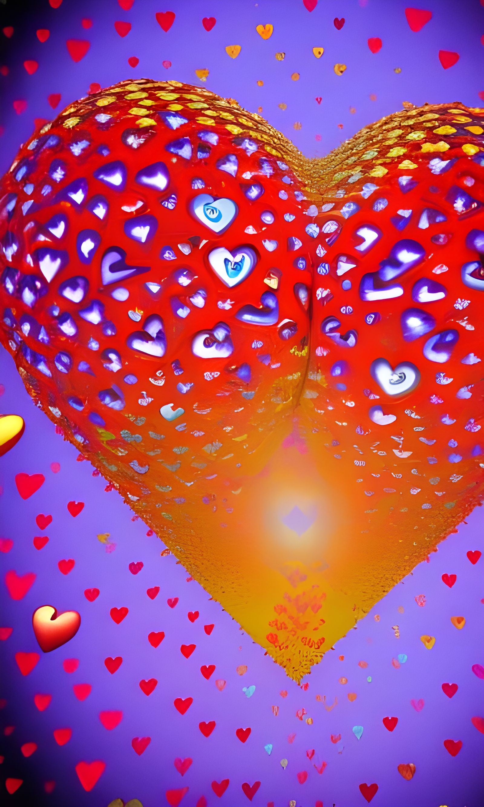 When worlds of love collide, love bombs, hearts, cosmic, pastel red and ...