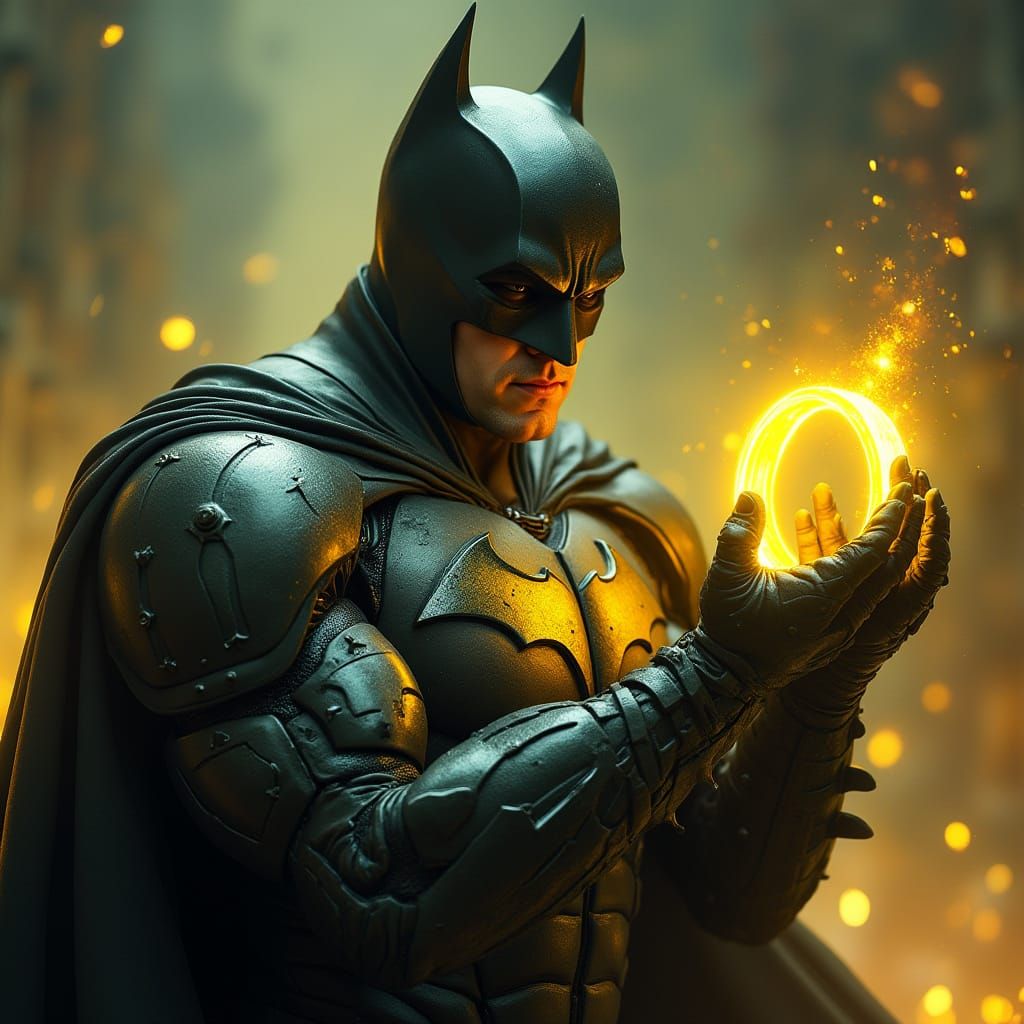 batman wielding a yellow ring - Batman Wields a Golden, Othe...