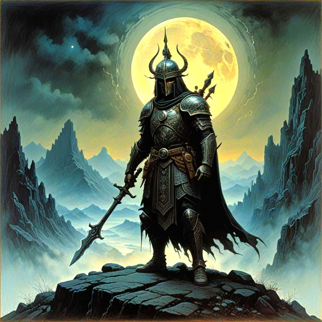 "My Spear and Magic Helmet" - Heroic Fantasy Warrior Wields ...