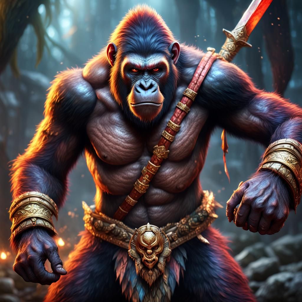 Ape Warrior ready to fight - AI Generated Artwork - NightCafe Creator