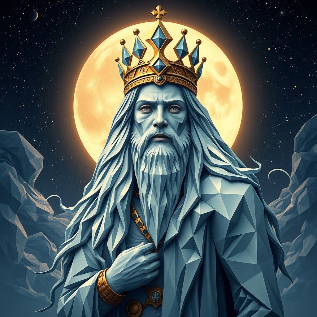 Majestic Iranian Moon God in Cubist Masterpiece - AI Art