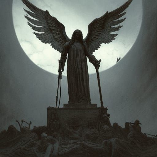 Creepy Angel Of Death Statue - AI Generated Artwork - NightCafe Creator