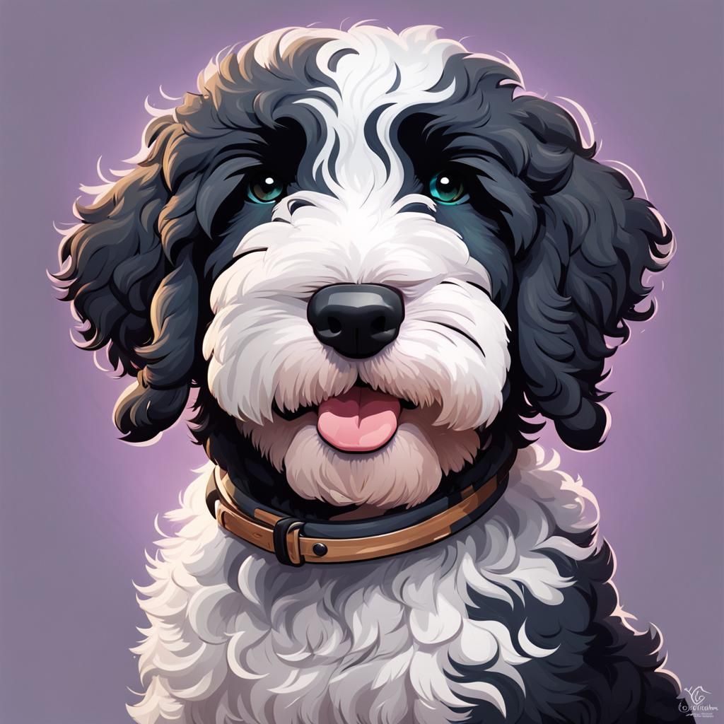 Black and White Sheepadoodle puppy - Sheepadoodle Puppy Port...