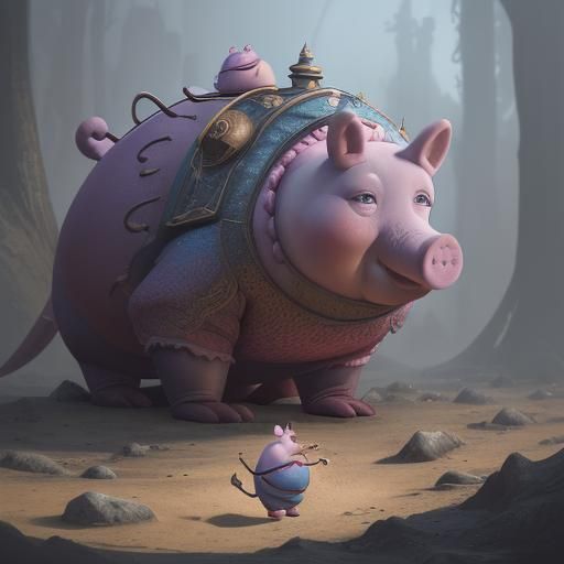 fat peppa pig - Detailed Matte Painting of Fat Peppa Pig