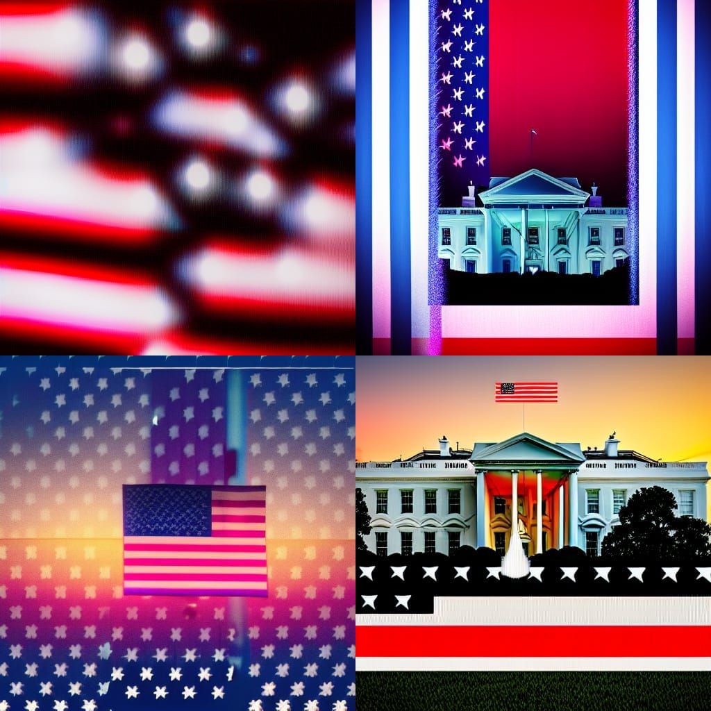 Synthwave glitch FX White House, American Flag. Sunset, 8k, uhd - AI ...