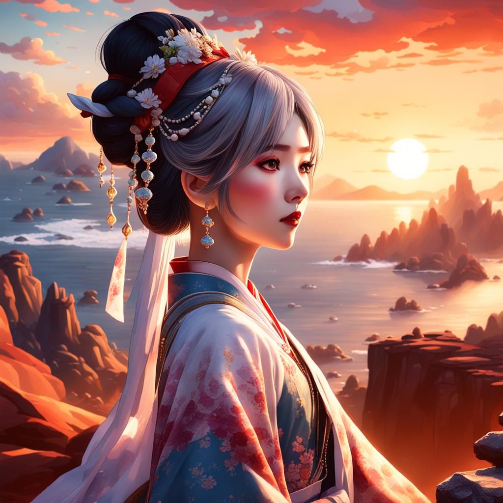 Stunning Asian Woman in Hanbok, Captured in Fantas... - AI Art