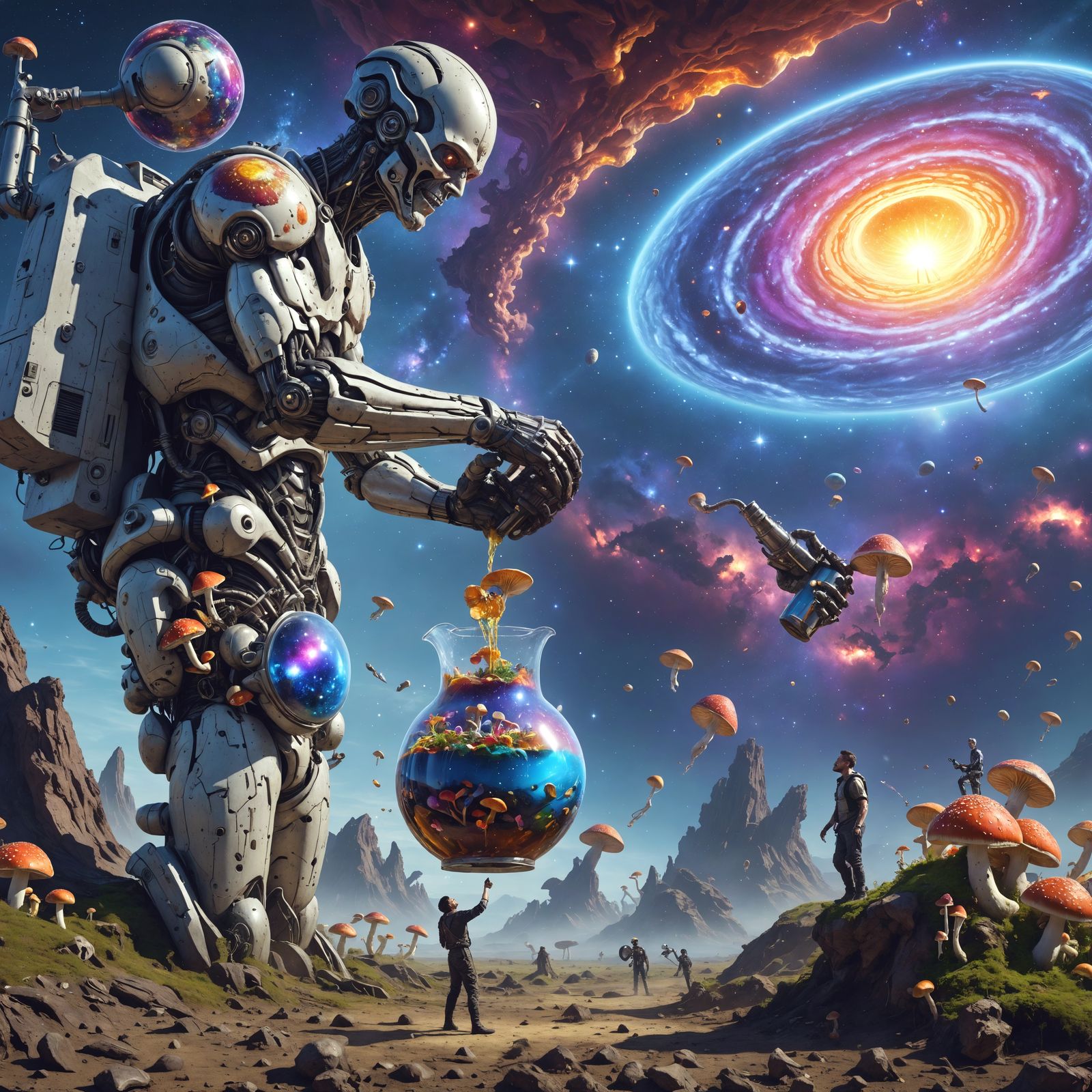 Transhuman Cyborg Illuminates Man's Mind with Vibr... - AI Art