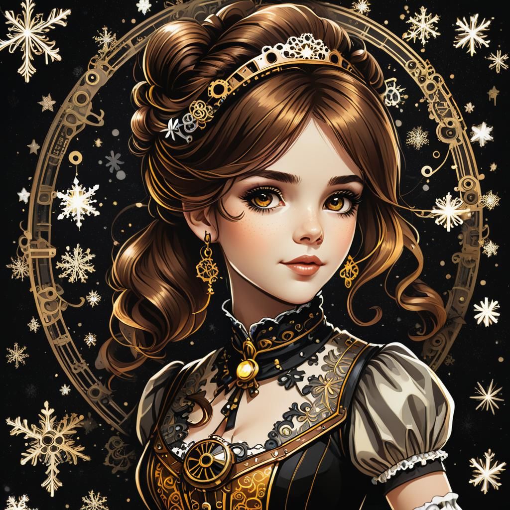 Cute Steampunk Belle - AI Generated Artwork - NightCafe Creator