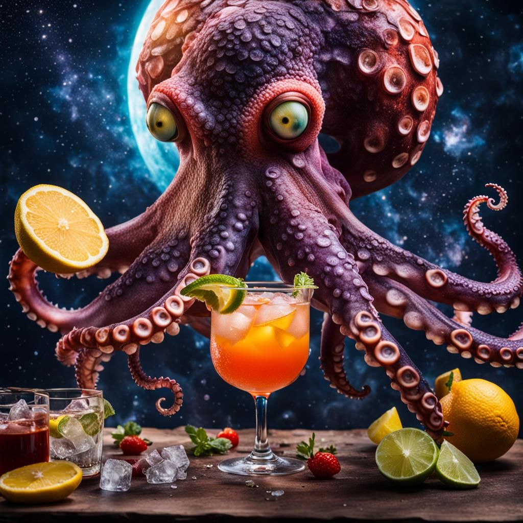 Space octopus bartender? - AI Generated Artwork - NightCafe Creator