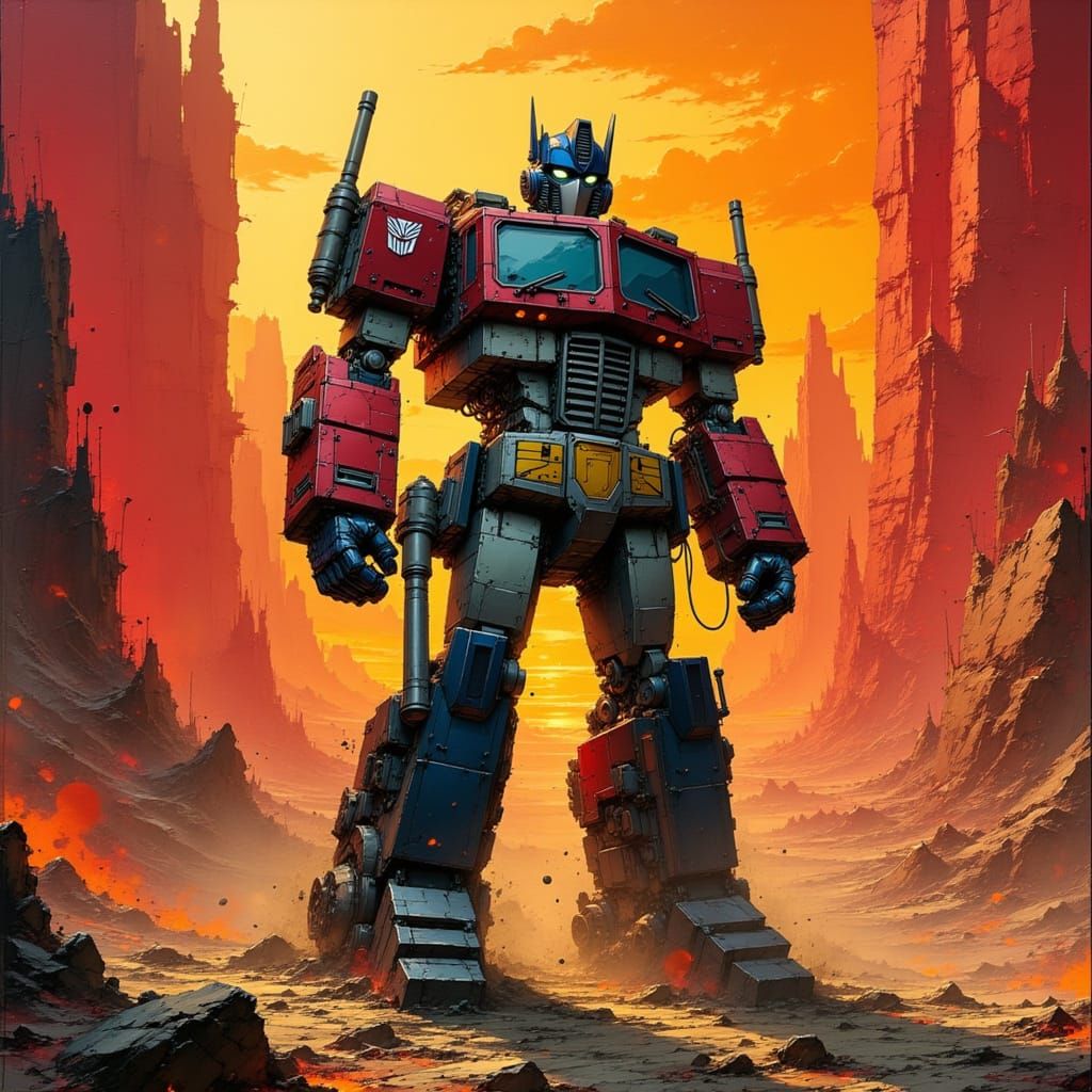 Epic Futuristic Portrait of Optimus Prime on Alien... - AI Art