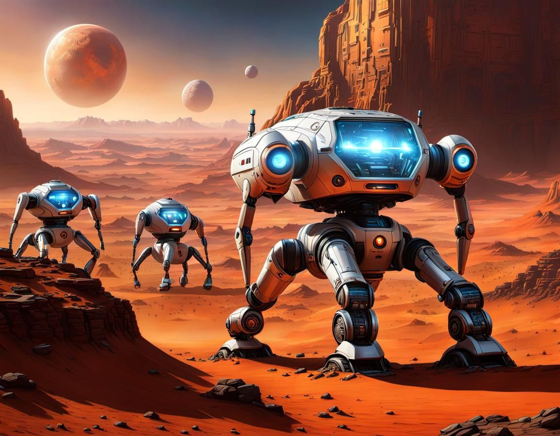 Robots on Mars - AI Generated Artwork - NightCafe Creator