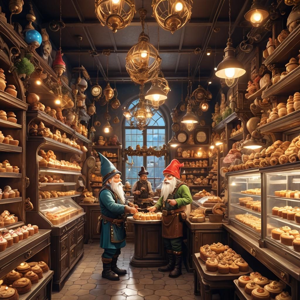 The gnome bakery - AI Generated Artwork - NightCafe Creator