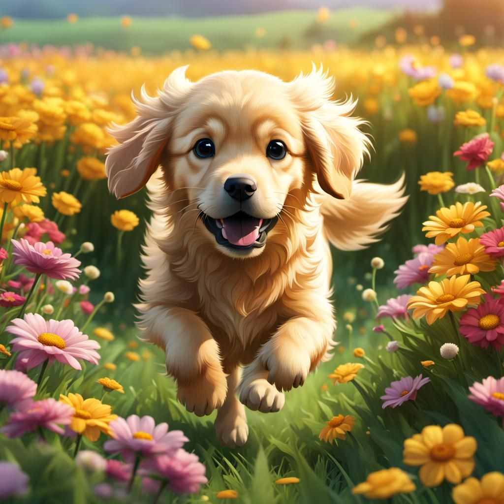 Cute chibi golden retriever - AI Generated Artwork - NightCafe Creator