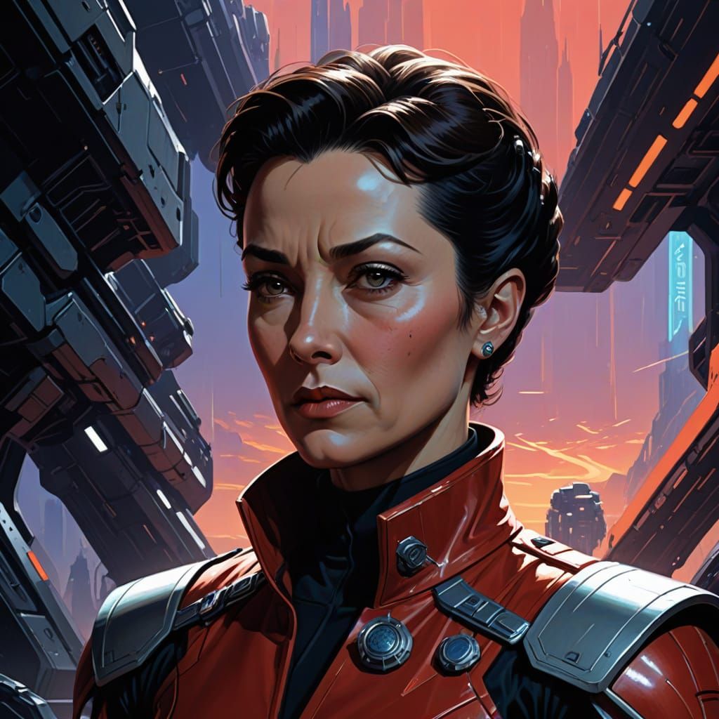 Bajoran Commander in Red Militia Uniform - AI Art