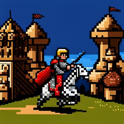 Jousting pixel knight - AI Generated Artwork - NightCafe Creator