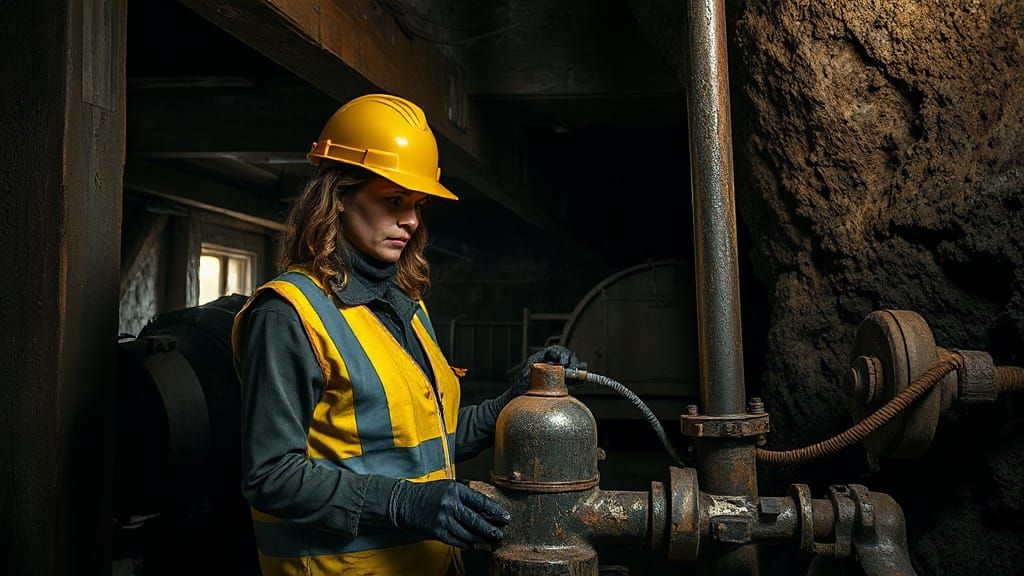 Professional miner at work - Realistic Miner in a Dimly Lit ...