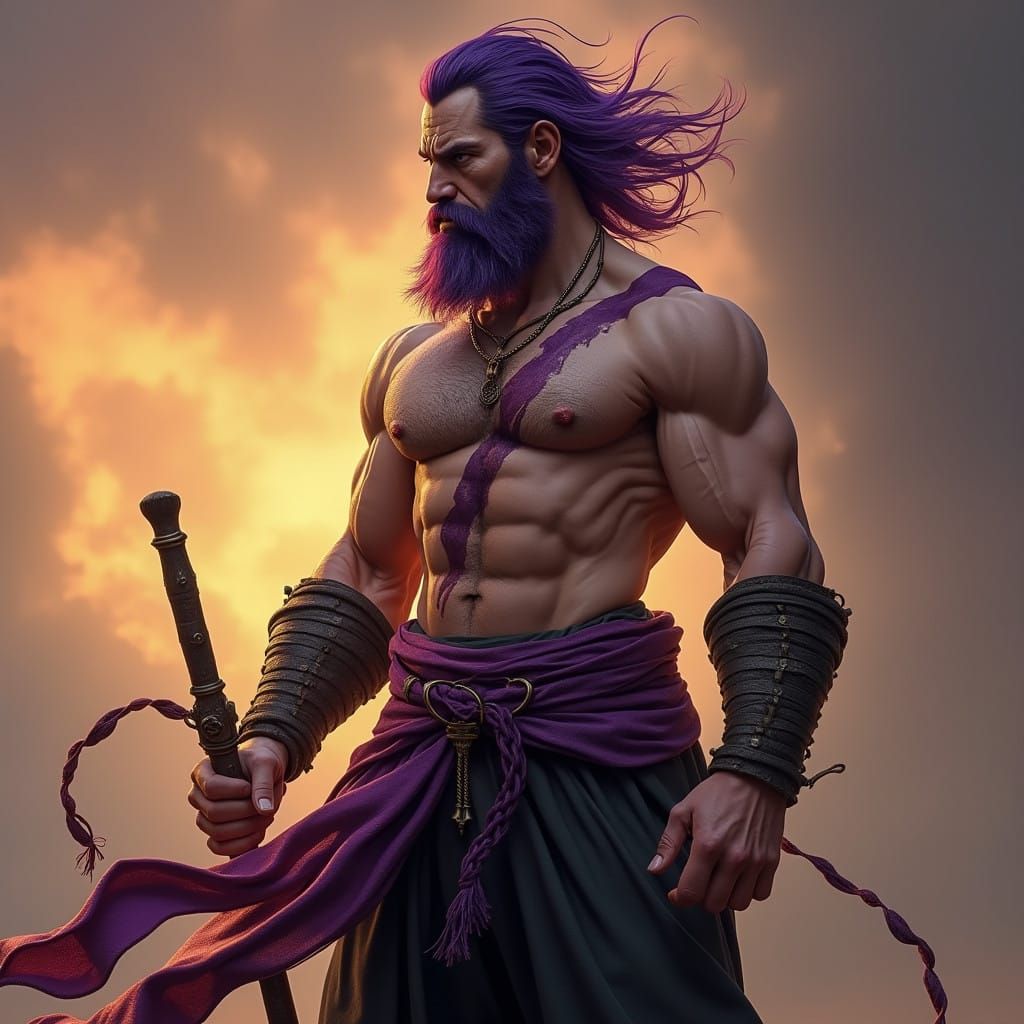 Battle-Scarred Martial Monk in Regal Attire, Captu... - AI Art