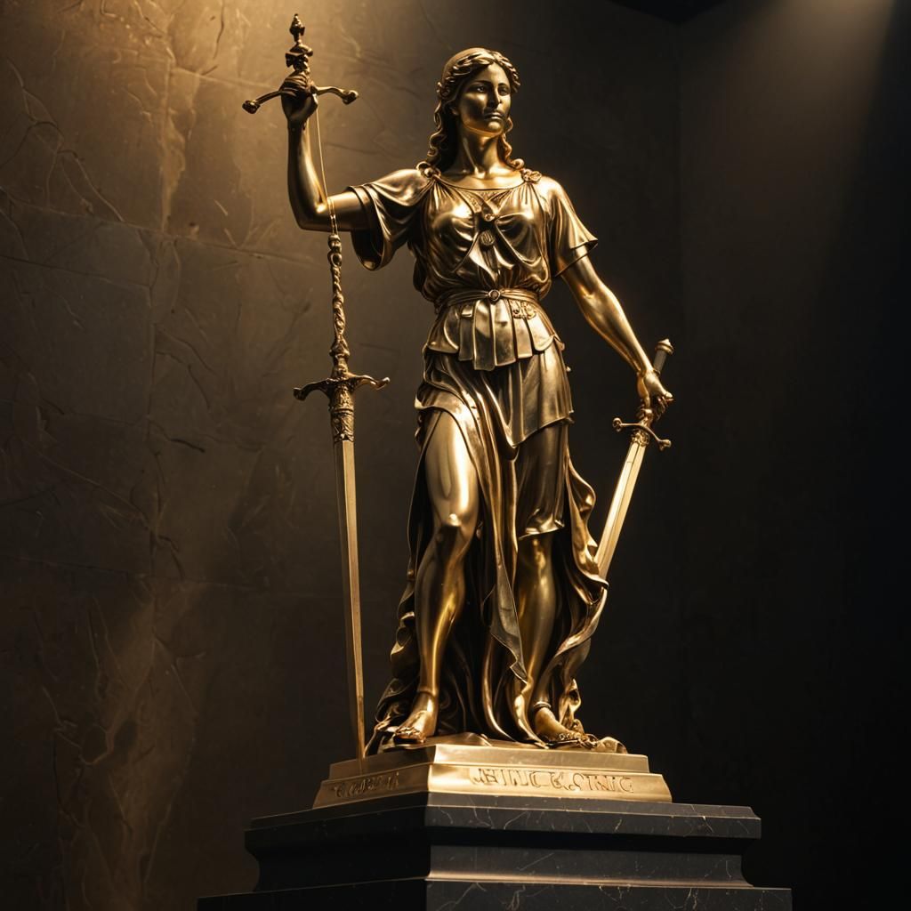 Solid Gold Justice Statue - Luxurious Solid Gold Statue of B...