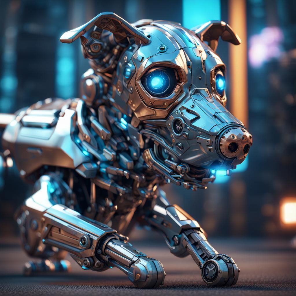 A metallic dog with its tongue out. It has many colors but the main ...