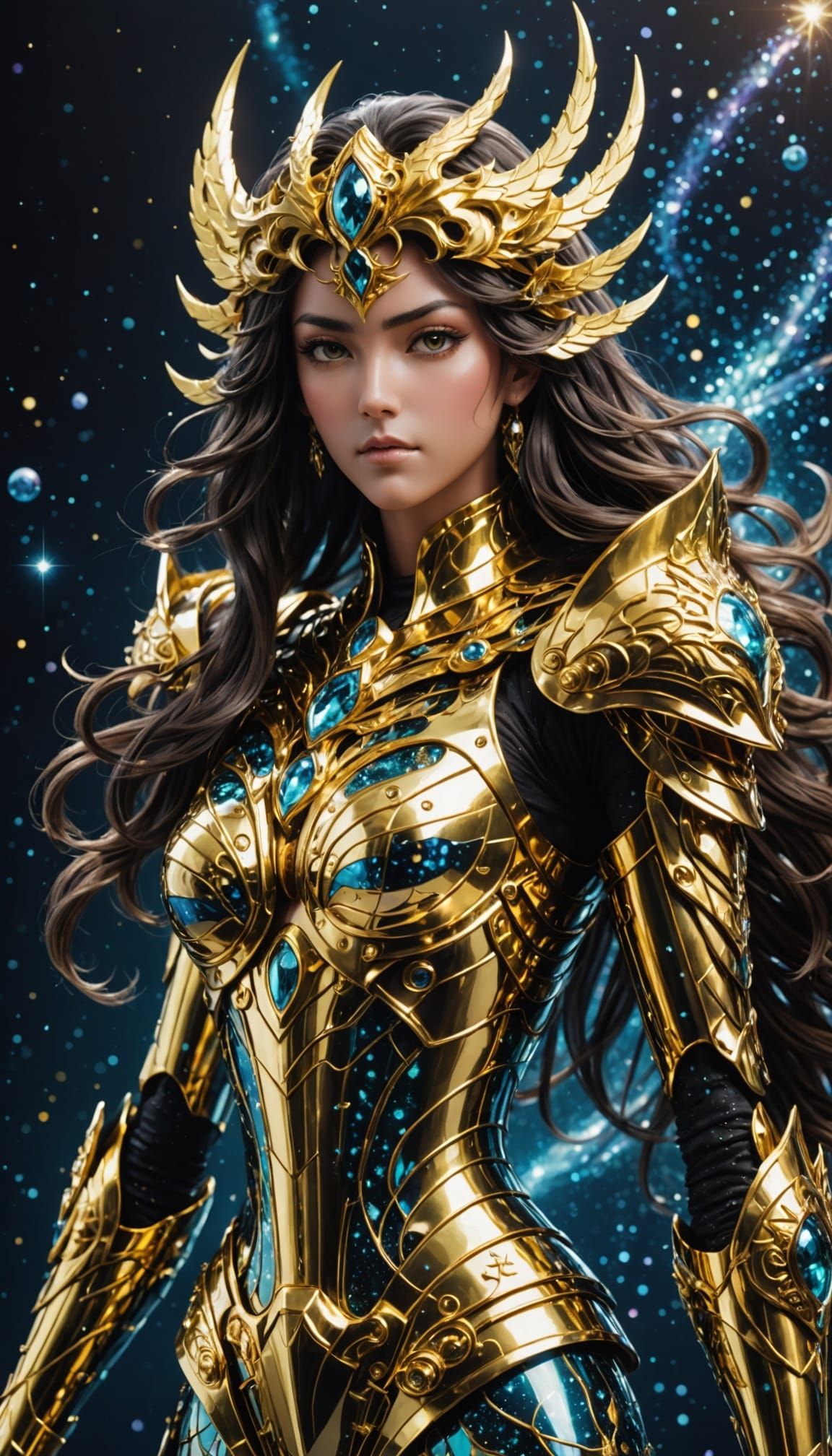 Regal Pisces Saint in Golden Armor with Celestial ... - AI Art