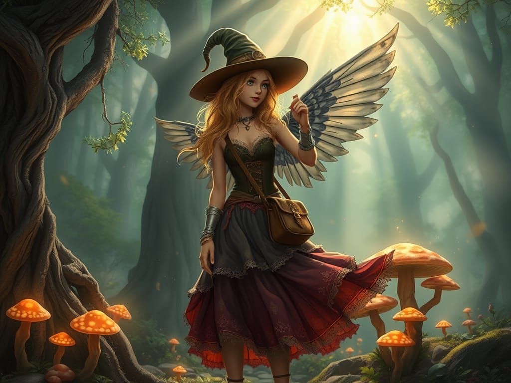 Mystical Gypsy Witch in Enchanted Forest, Digital ... - AI Art