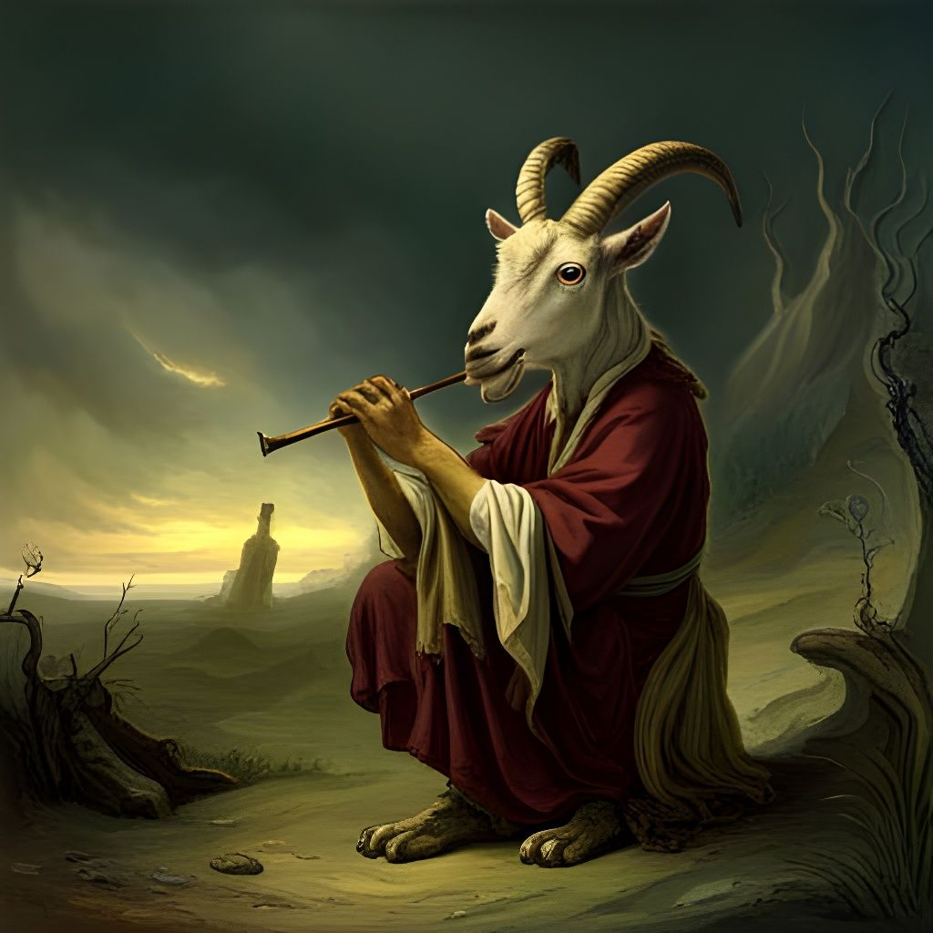 Goat playing flute - AI Generated Artwork - NightCafe Creator