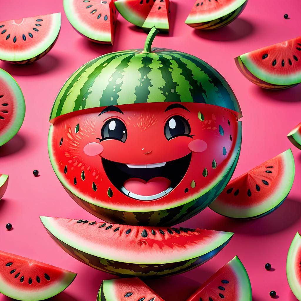 Chibi watermelon - AI Generated Artwork - NightCafe Creator