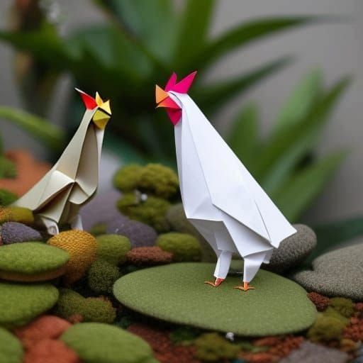 Origami chickens! - AI Generated Artwork - NightCafe Creator