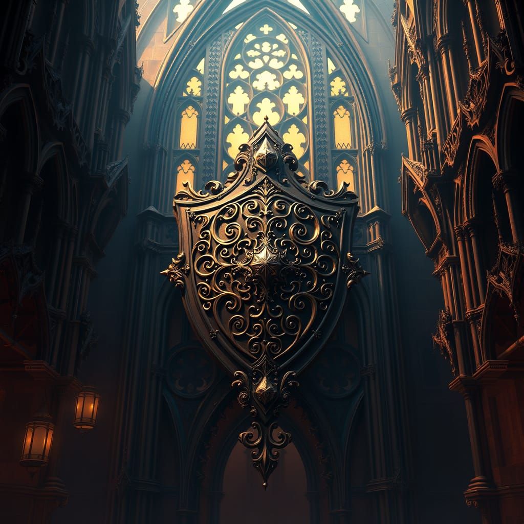 Gothic peaked with bouche shield - Gothic Masterpiece with O...