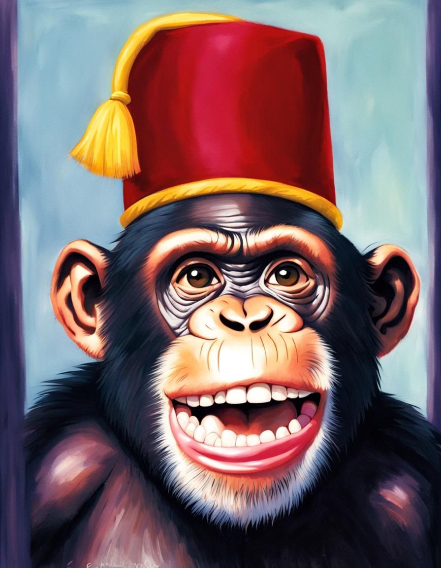 This Chimpanzee has long arms and short legs .black hair covers most of ...