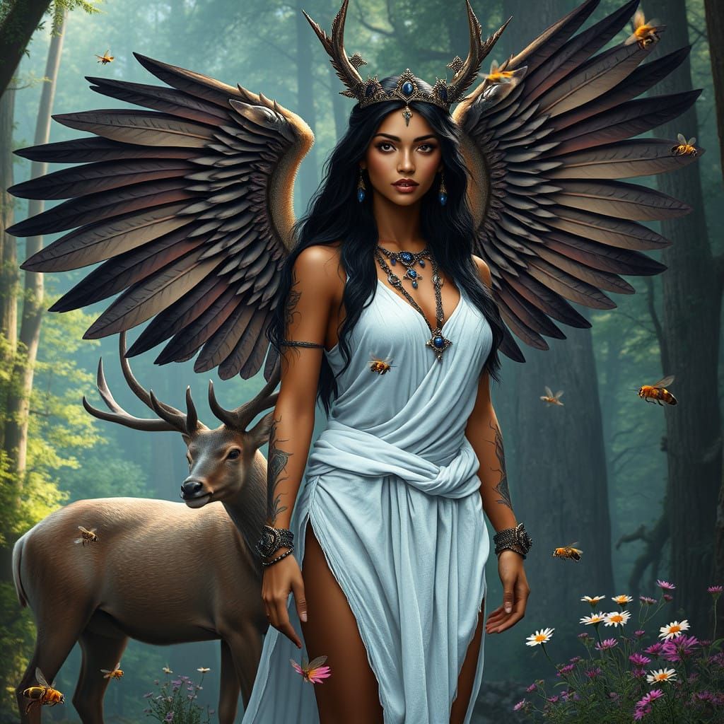 Ishtar, Goddess of Heaven and Earth, in a Fantasti... - AI Art