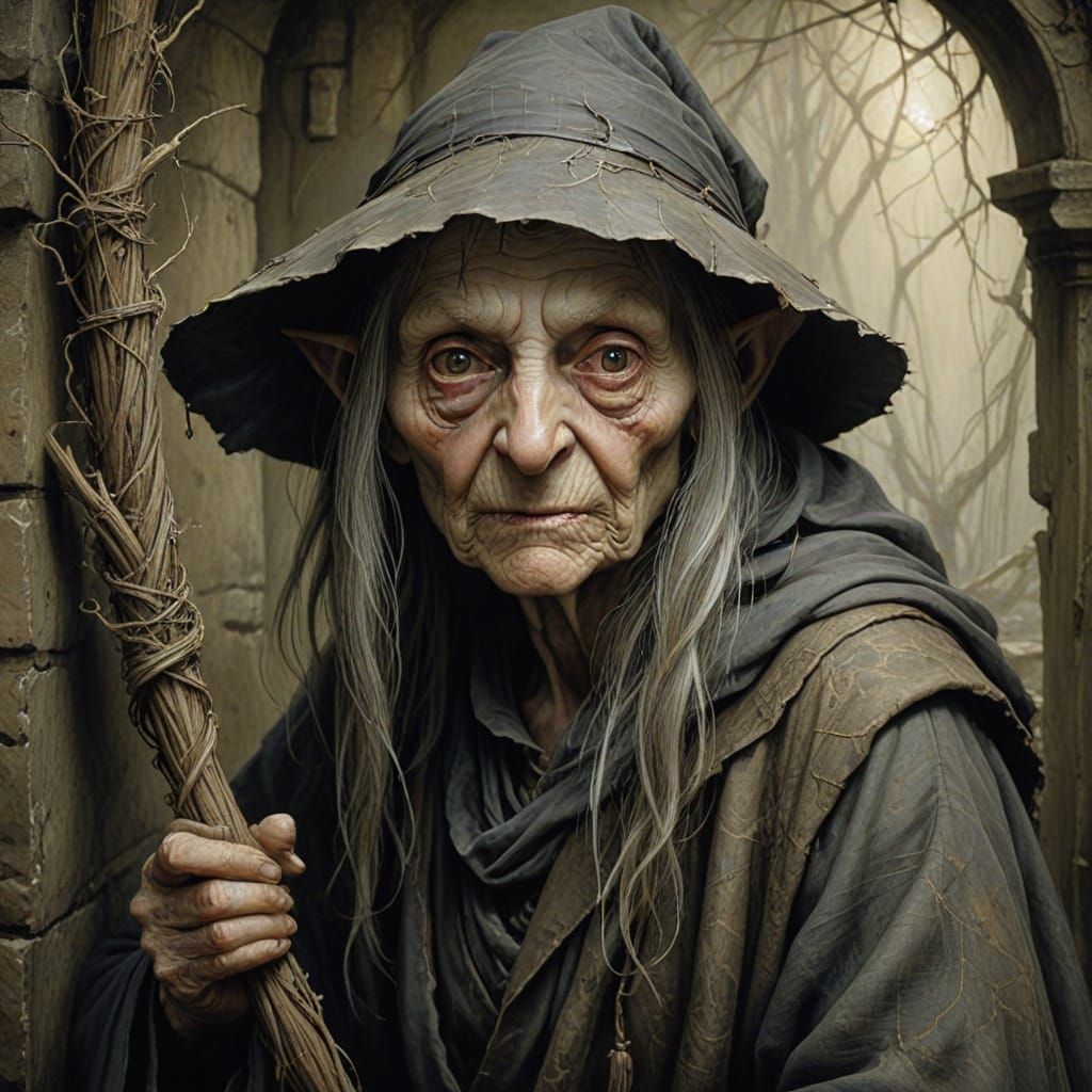 Old Crone - Wizened Crone Approaches Frightened Children