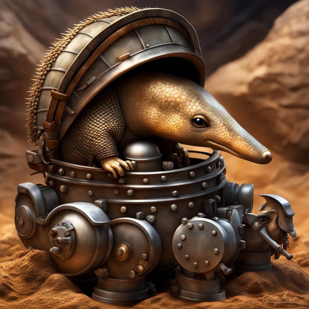 "Mechanical Armadillo Miner" strip mining - AI Generated Artwork - NightCafe Creator